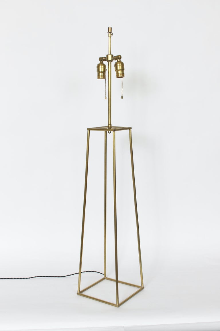 Substantial Tommi Parzinger Style Brass Box Form Table Lamp, 1950s For ...