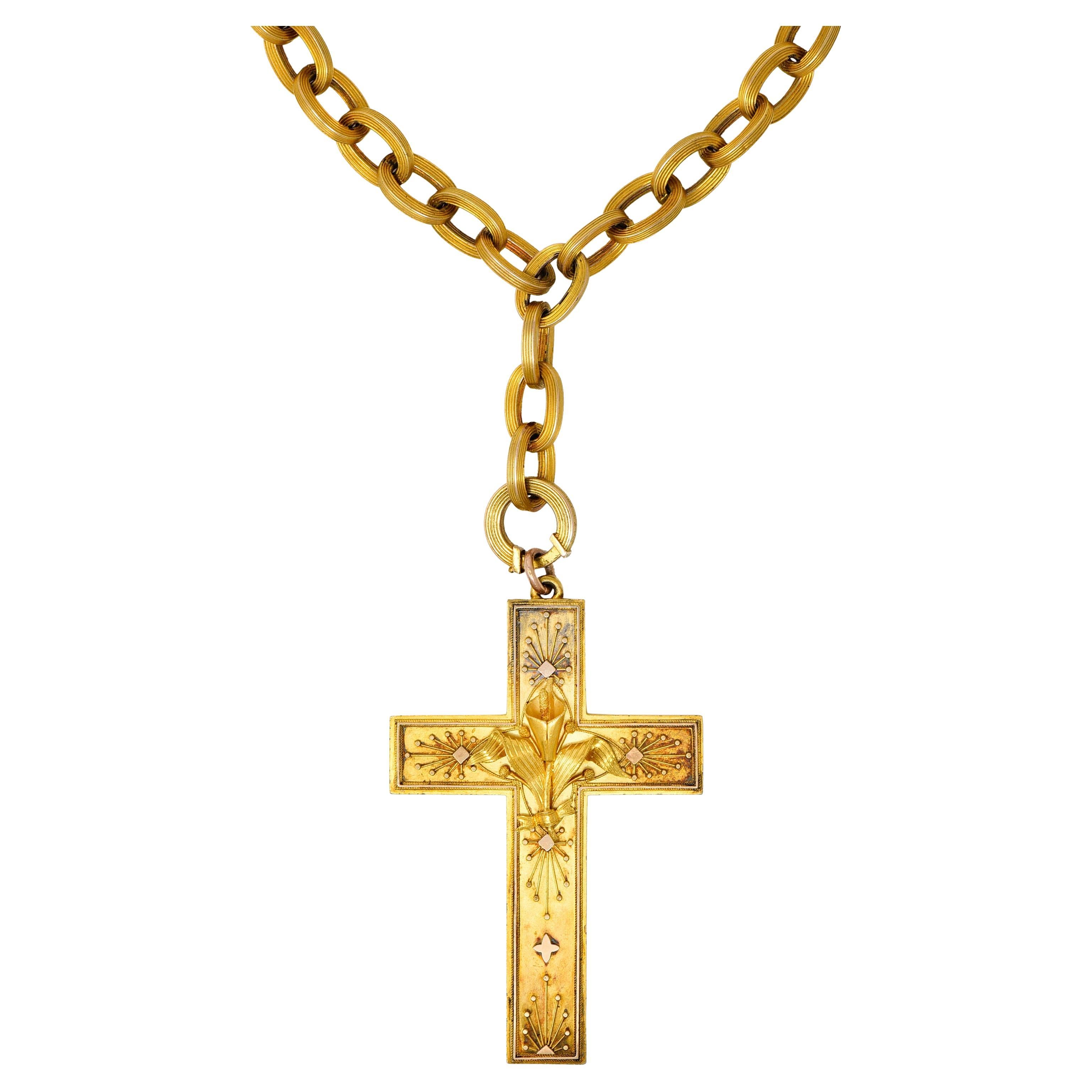 Gold Cross on Chain at 1stDibs