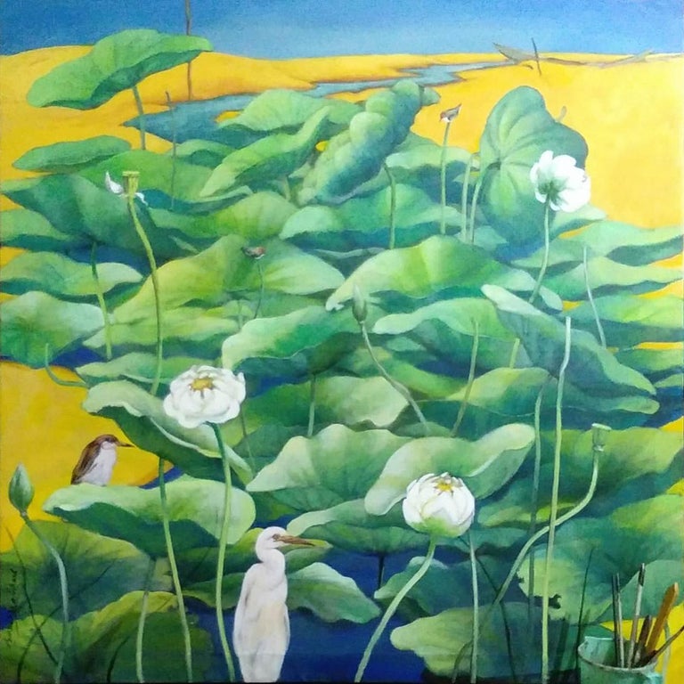 Subuddha Ghosh - Untitled, Acrylic on Canvas, Yellow, Green by ...