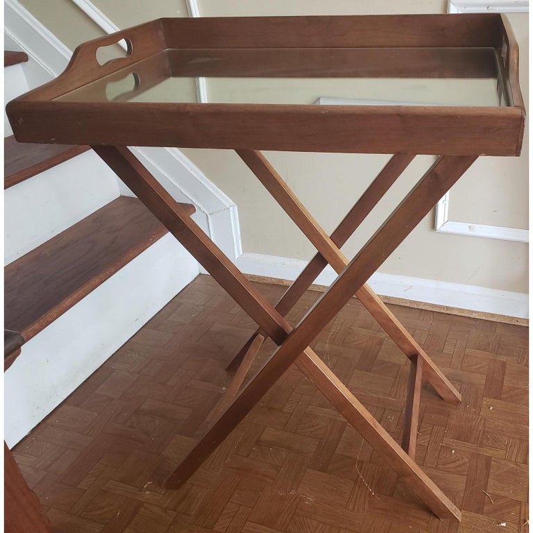 Sudberry House Walnut Mirrored Butler Tray Table with Folding Stand at ...