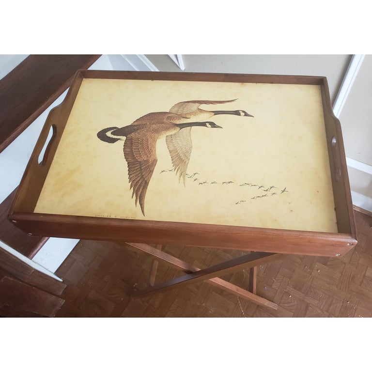 Sudberry House Walnut Mirrored Butler Tray Table with Folding Stand at ...