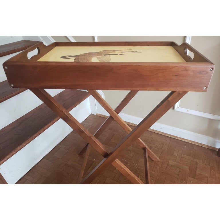 Sudberry House Walnut Mirrored Butler Tray Table with Folding Stand at ...