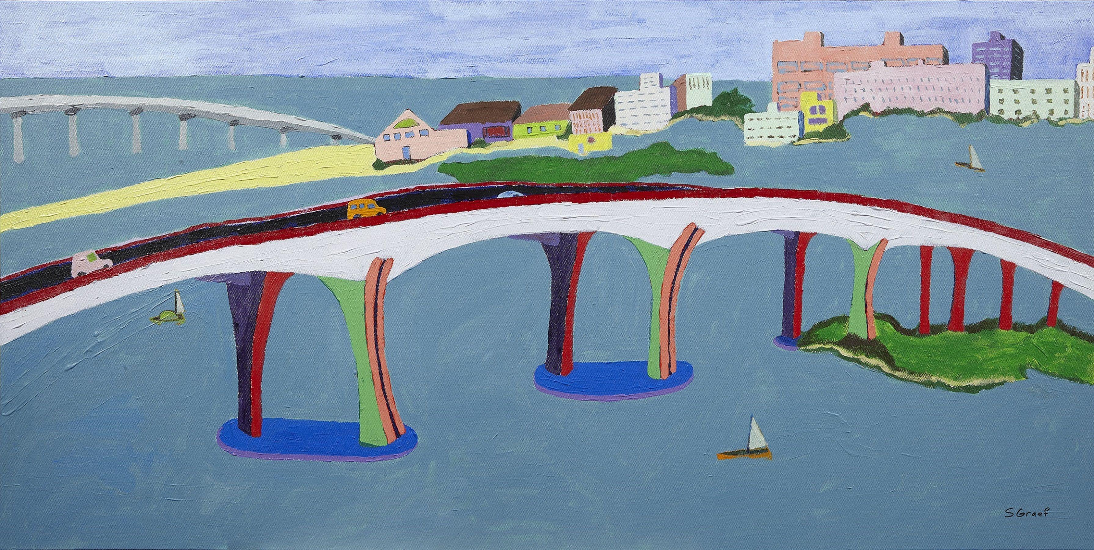 Sue Graef - Clearwater Bridge, Painting, Acrylic on Canvas For Sale at ...