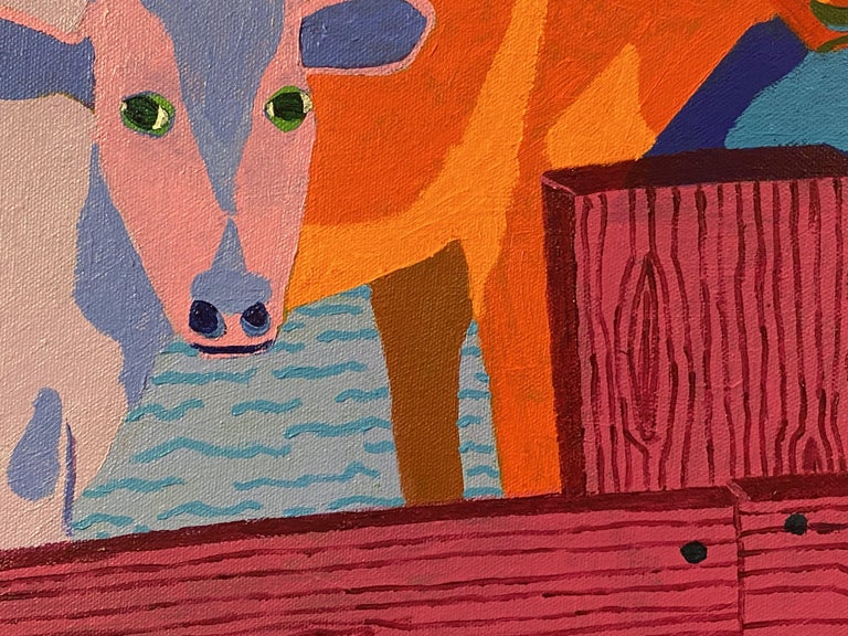 Sue Graef - Three Cows, Painting, Acrylic on Canvas For Sale at 1stDibs