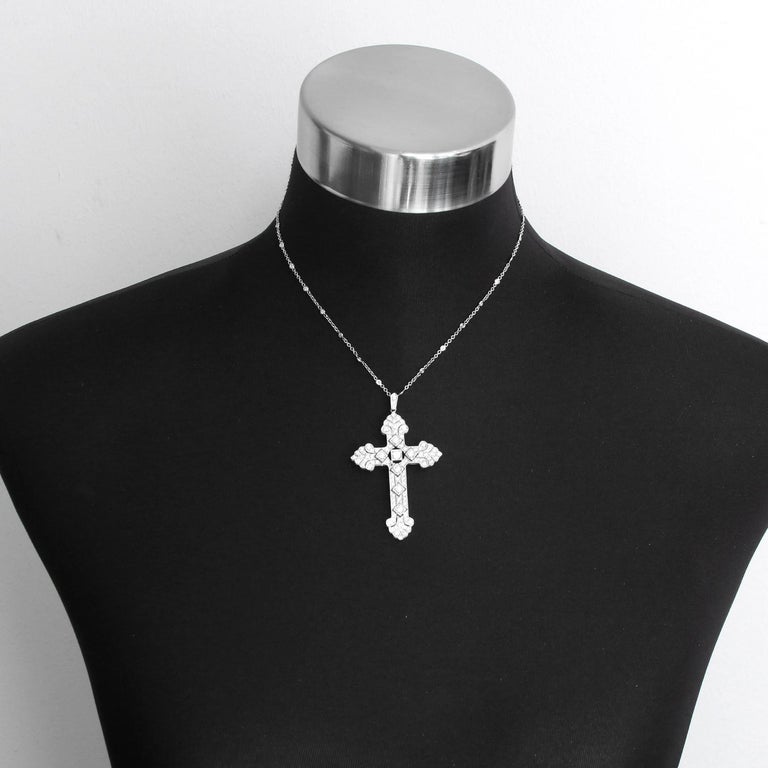 Sue Gragg Diamond Cross with Diamond by The Yard Necklace For Sale at ...