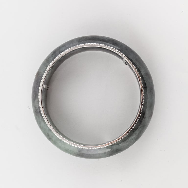 Sue Gragg Spinach Jade Diamond Bangle Bracelet at 1stDibs