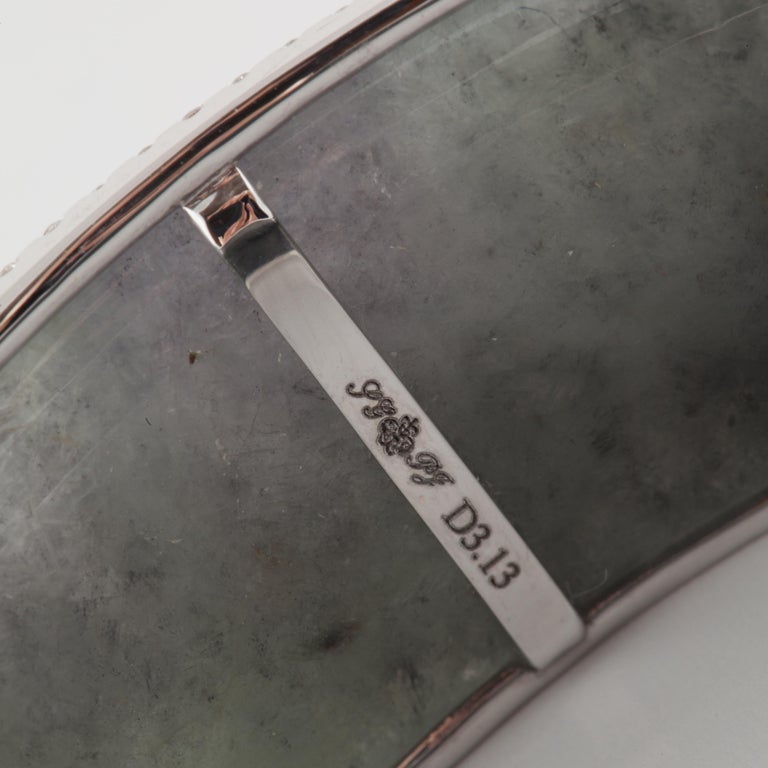 Sue Gragg Spinach Jade Diamond Bangle Bracelet at 1stDibs