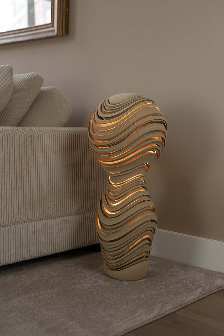 Suede Table Lamp, 3D-Printed Sand, Sculptural Organic, Unique Ambient ...