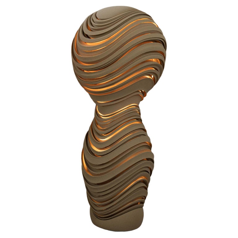 Suede Table Lamp, 3D-Printed Sand, Sculptural Organic, Unique Ambient ...