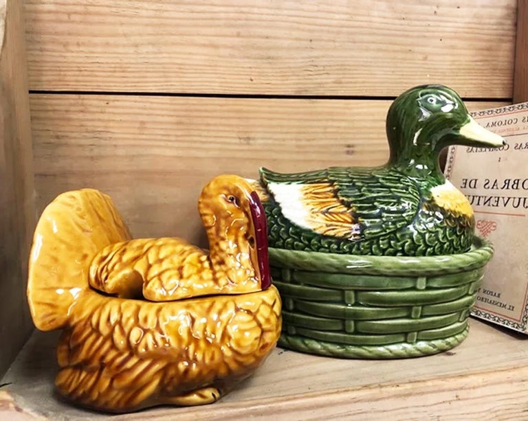 Sugar Bowl and Egg Cup Set in The Shape of Ceramic Ducks From Portugal ...