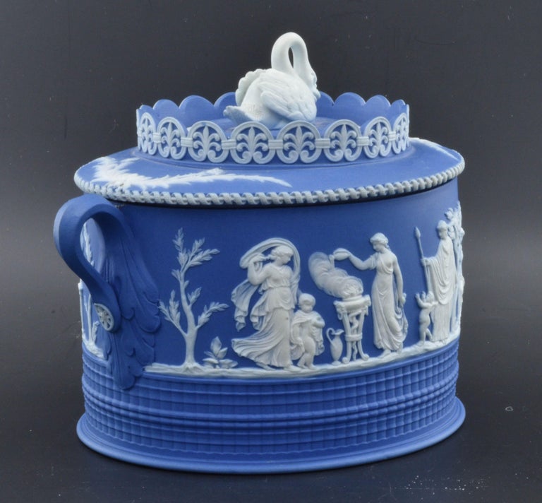 Sugar Box in Cobalt Jasperware, Adams, circa 1800 For Sale at 1stDibs