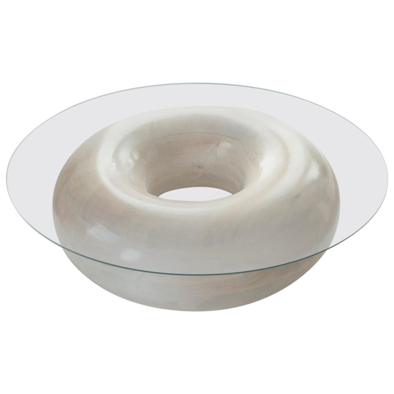 Chocolate Donut Circular 48-Inch Repurposed Acacia Wood and Glass ...