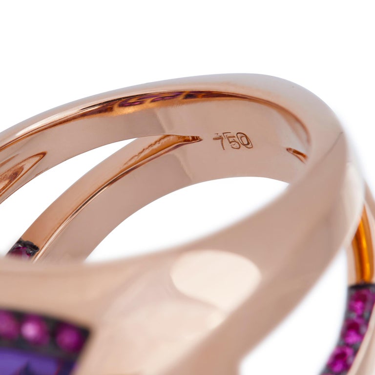 Sugarloaf Amethyst and Pink Sapphire Cocktail Ring For Sale at 1stDibs