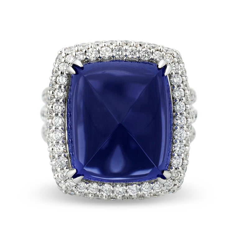Sugarloaf-Cut Tanzanite Ring, 22.10 Carats For Sale at 1stDibs