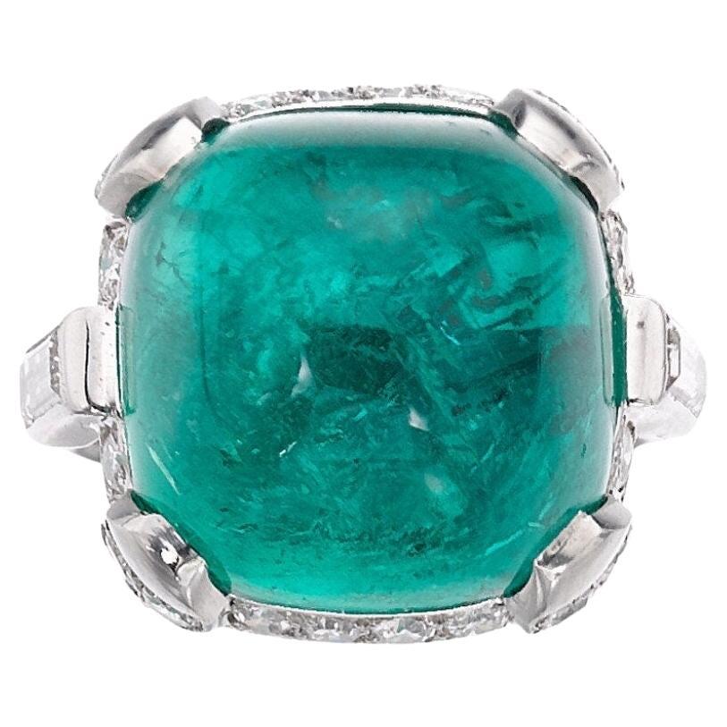 Zambian Emerald Sugarloaf with Diamond Cocktail Ring at 1stDibs ...