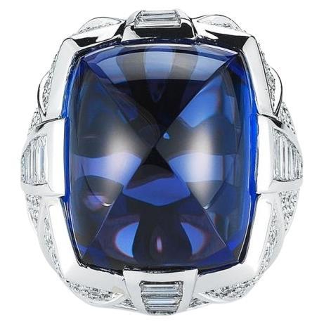 Sugarloaf Sapphire Diamond Gold Ring at 1stDibs | sugarloaf sapphire ring