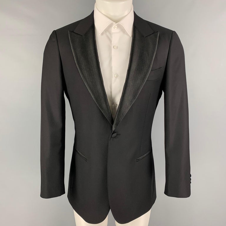 SUIT SUPPLY Size 38 Black Wool Tuxedo Sport Coat For Sale at 1stDibs