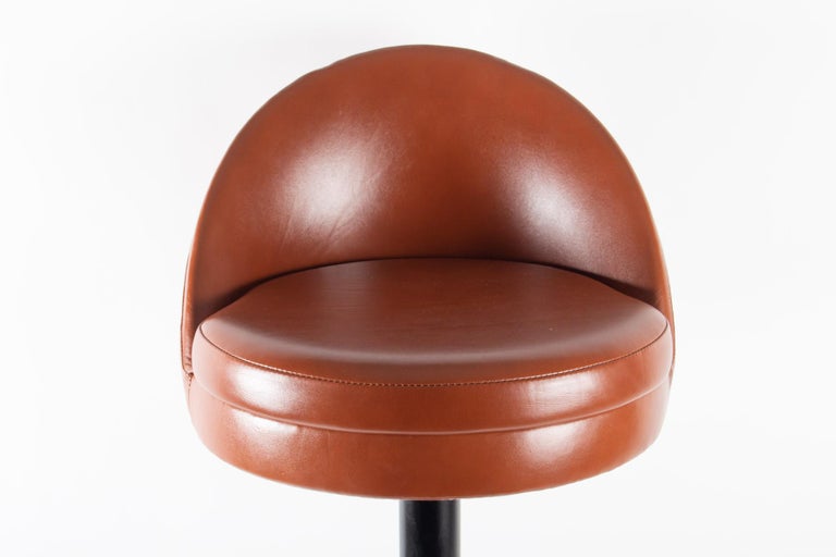 Suite of 3-Bar Stools in Steel and Leather, 1920, Cast Iron and Steel ...