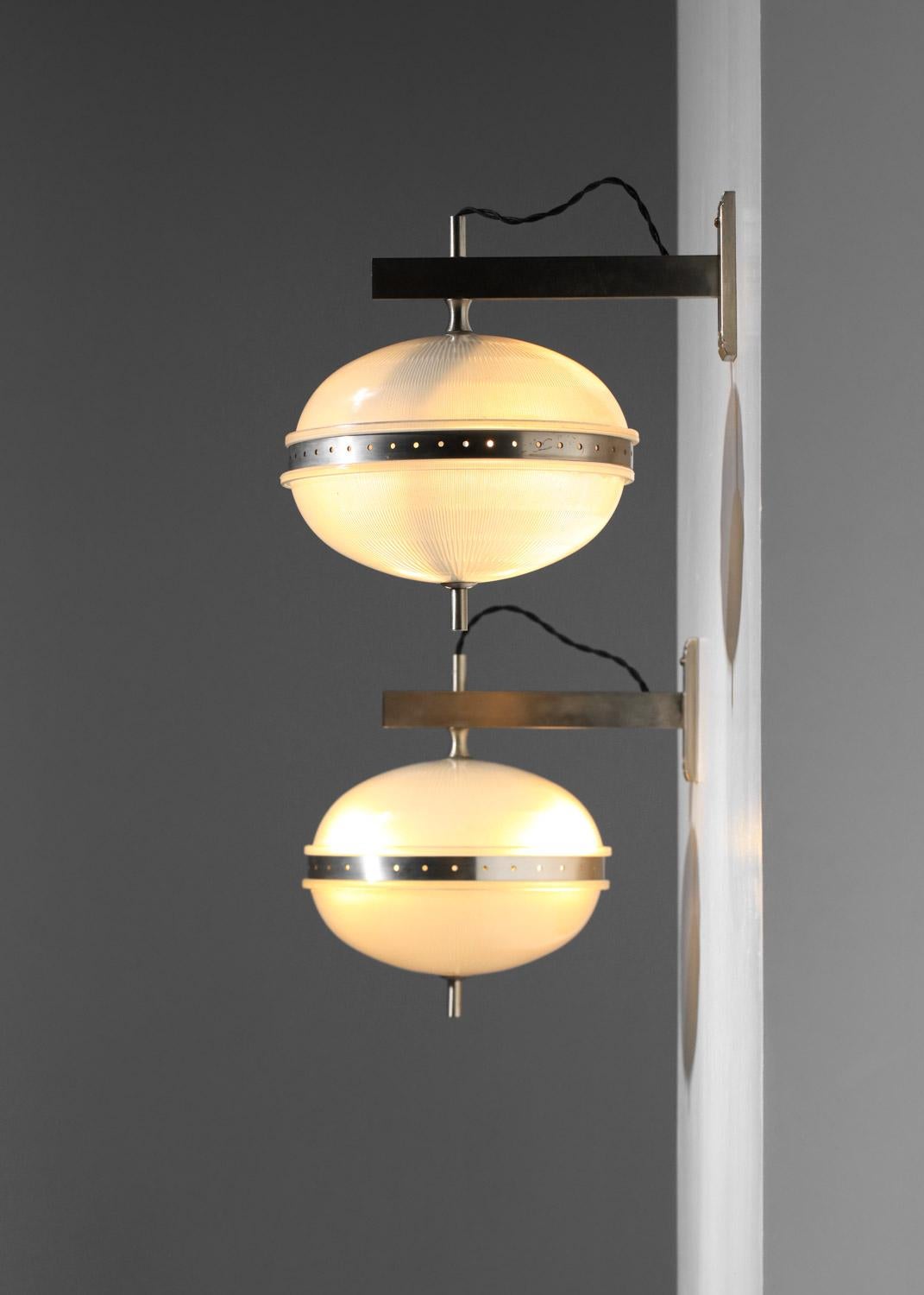 Suite of 3 Sergio Mazza Italian sconces chrome and glass 60's For Sale ...