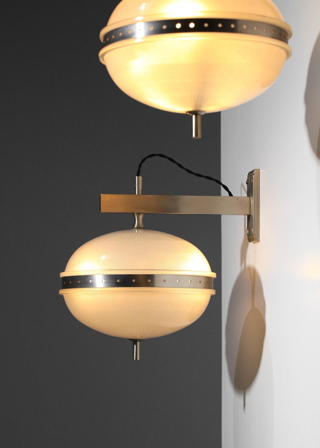 Suite of 3 Sergio Mazza Italian sconces chrome and glass 60's For Sale ...