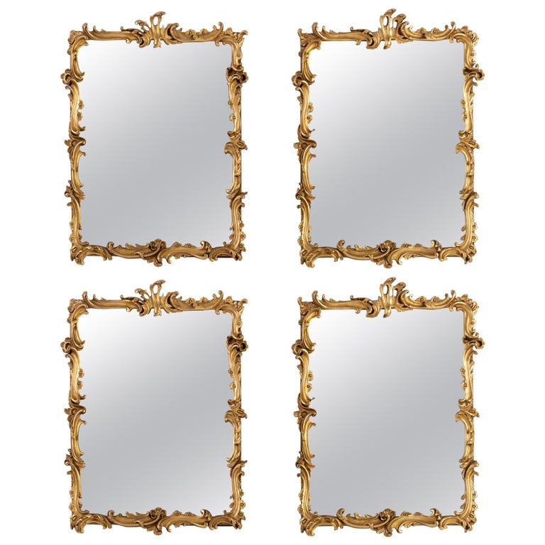 Suite of 4 golden stucco Mirrors at 1stDibs