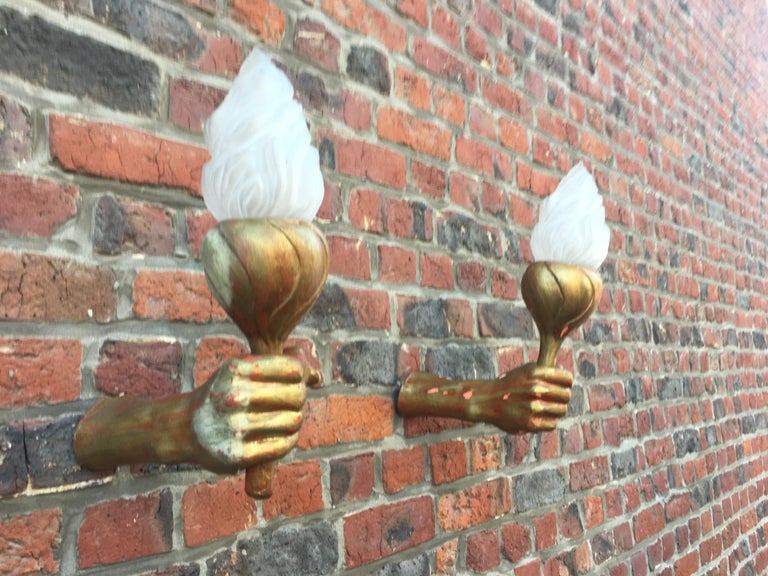 Suite of 4 Patinated Plaster Appliqués, circa 1950 For Sale at 1stDibs