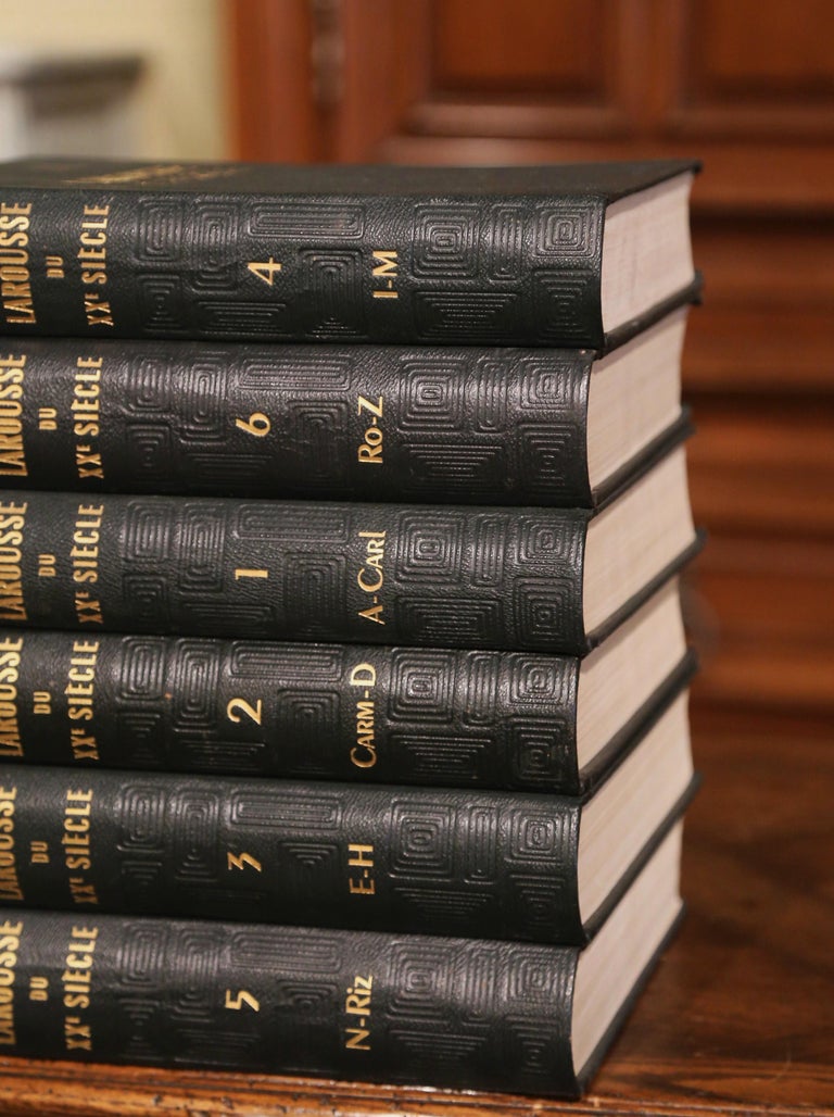 Suite of 6 Early 20th Century French Leather Bound Dictionary Books ...