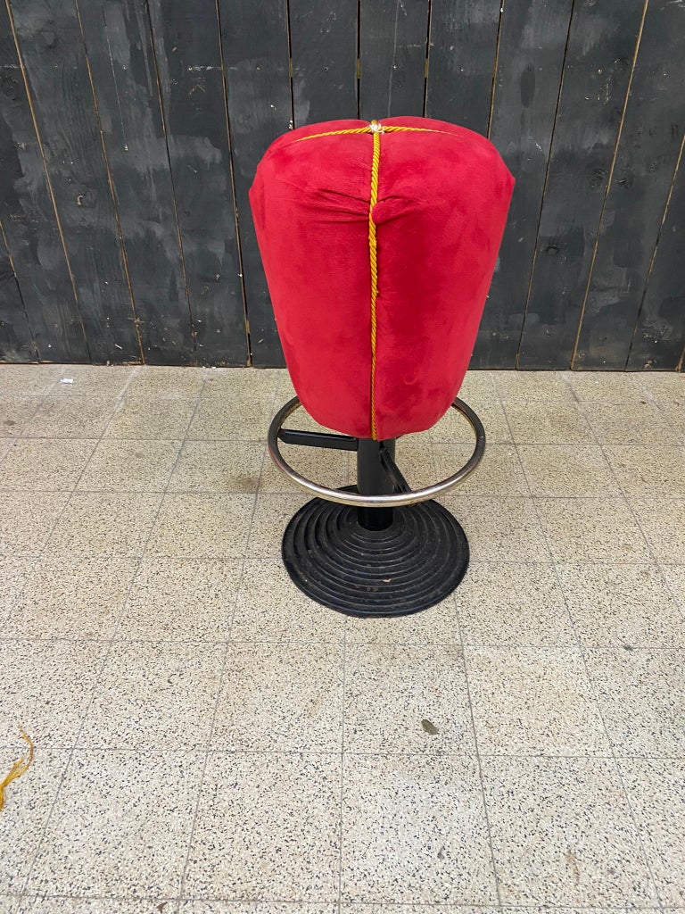 Suite of 6 Fun Stools, Cast Iron Base, Seat Covered in Velvet For Sale ...