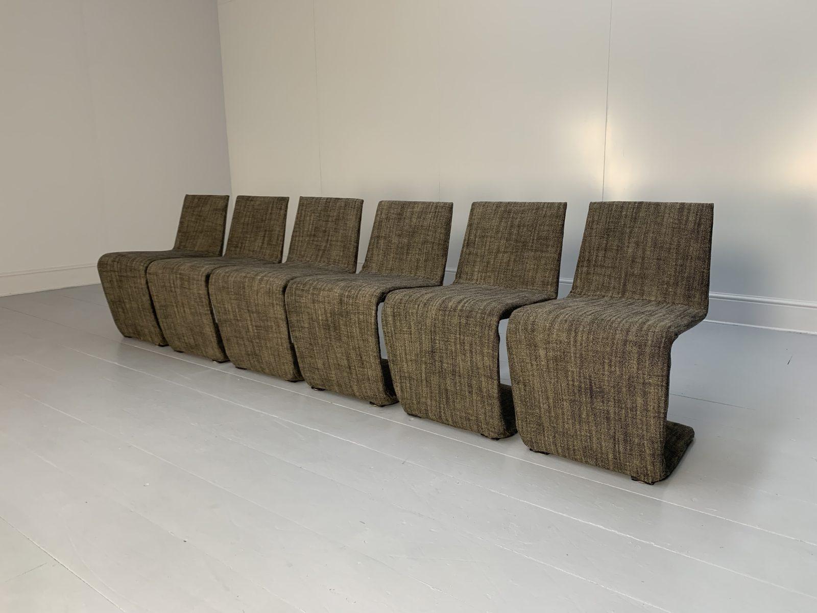 Suite of 6 Minotti “Phillips” Dining Chairs – in Woven Wool Fabric For ...