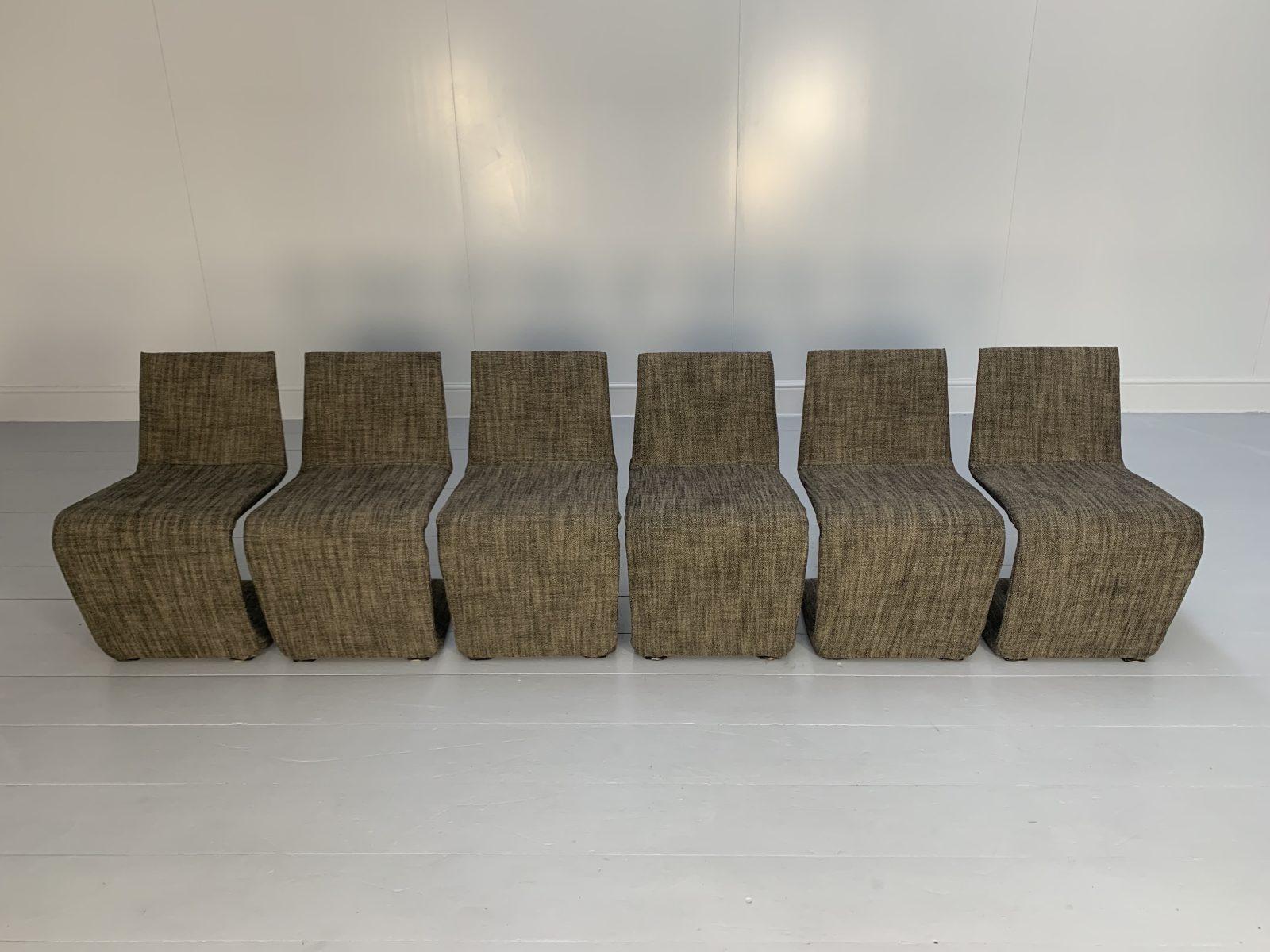 Suite of 6 Minotti “Phillips” Dining Chairs – in Woven Wool Fabric For ...