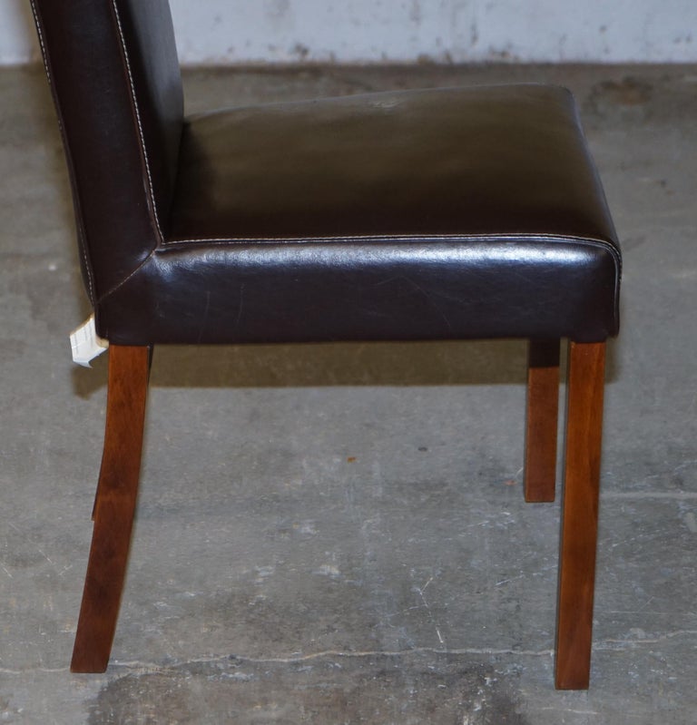 Suite of Six Bicast Leather Contemporary Dining Chairs with Custom Made ...