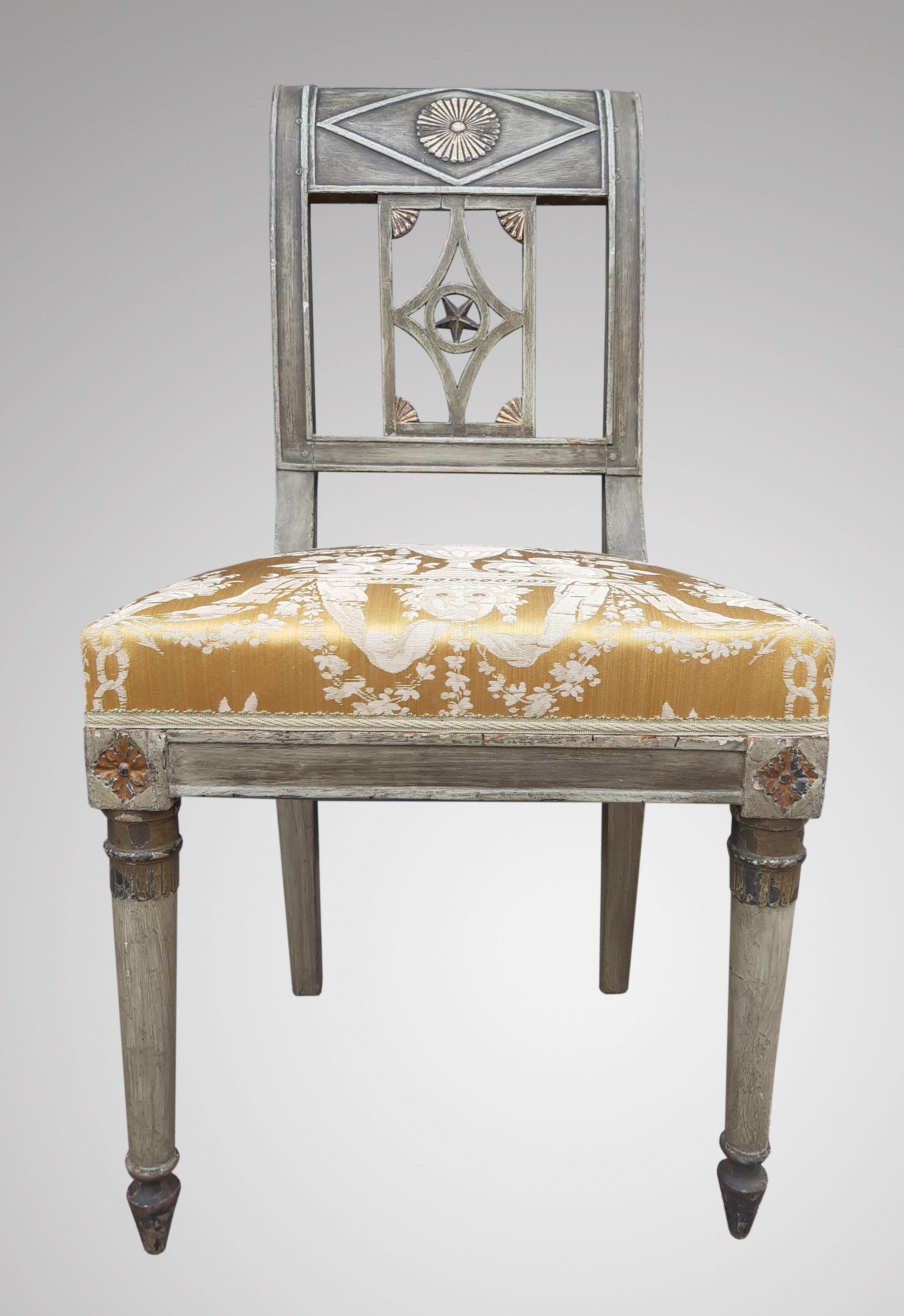 Suite of Six Dining Room Chairs from the Directoire Period Yellow Silk ...