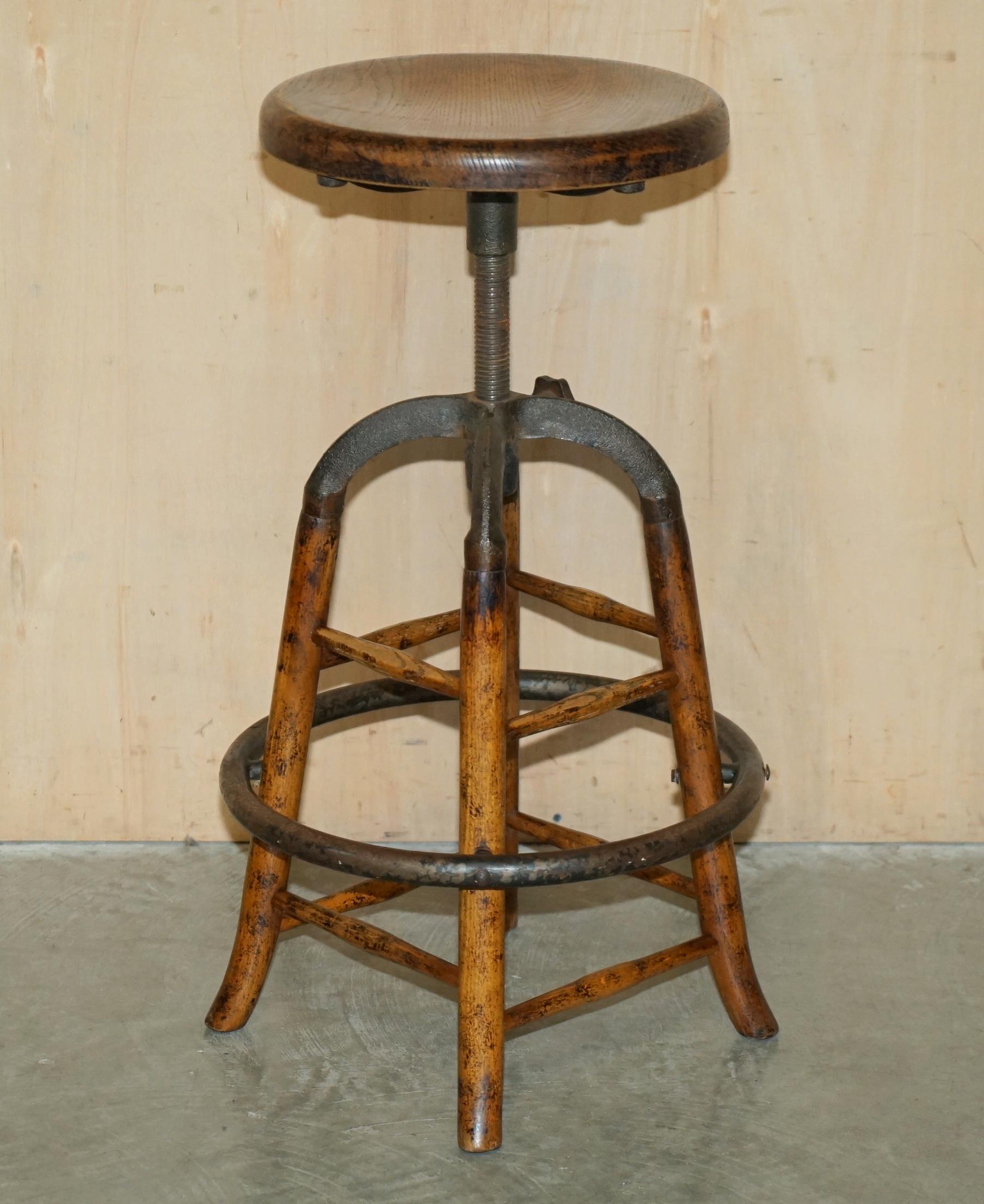 SUITE OF THREE ANTiQUE INDUSTRIAL PAINTERS HEIGHT ADJUSTABLE BAR ...