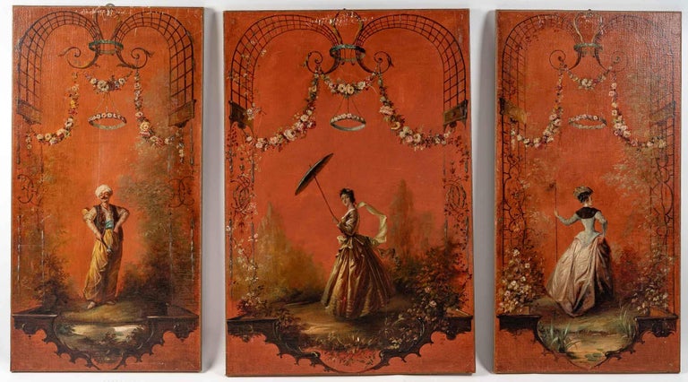 Suite of Three Paintings Forming a Triptych. For Sale at 1stDibs