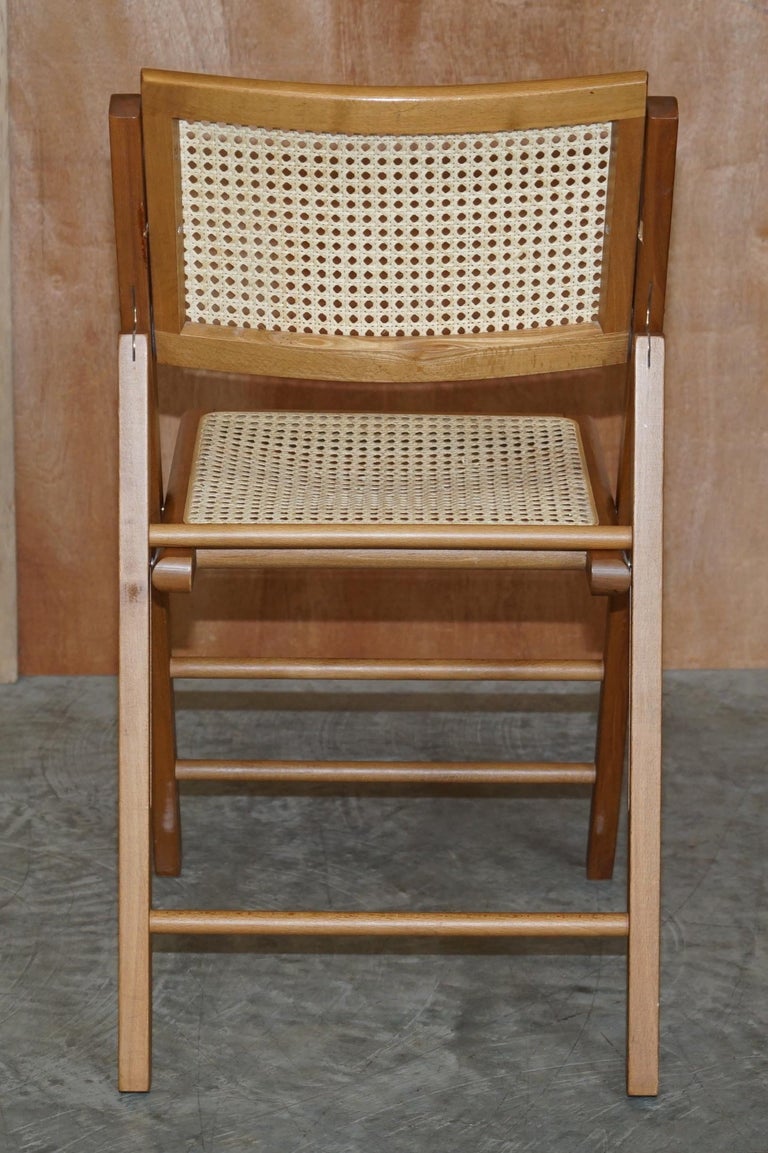 Four Vintage Beech Wood Bergere Rattan Folding Military Campaign Style ...