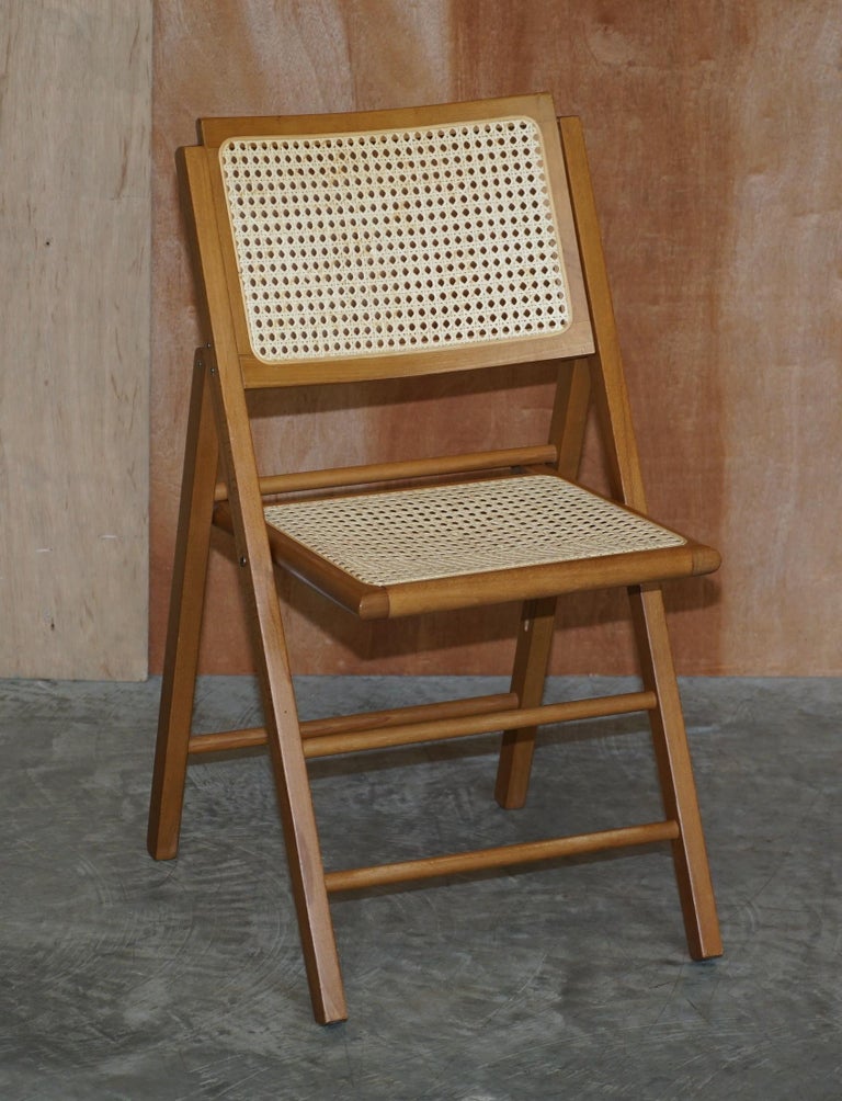 Four Vintage Beech Wood Bergere Rattan Folding Military Campaign Style ...