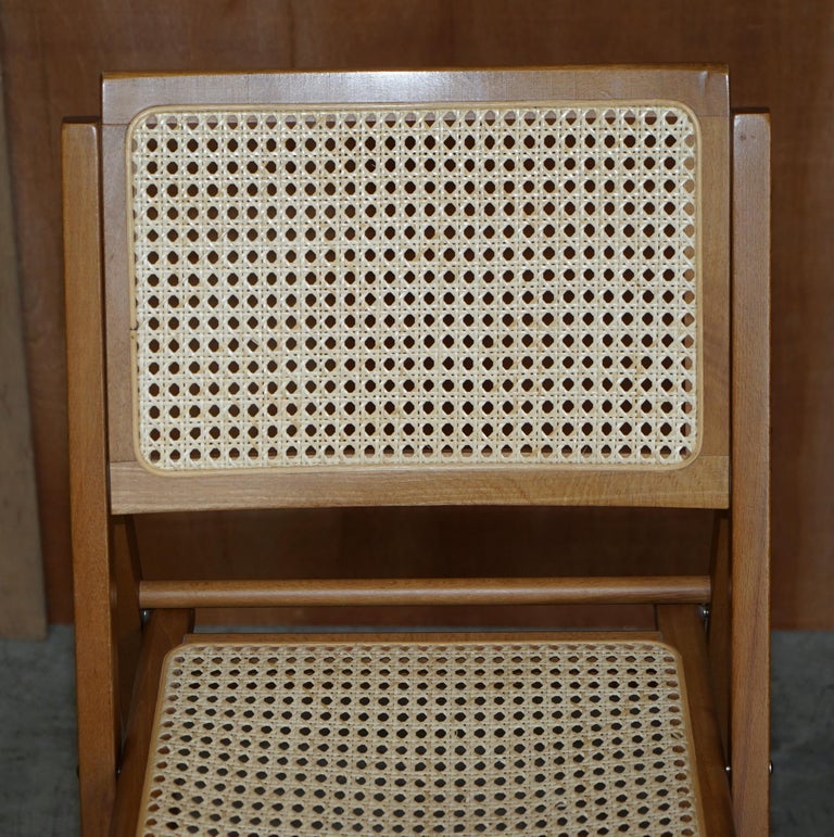 Four Vintage Beech Wood Bergere Rattan Folding Military Campaign Style ...