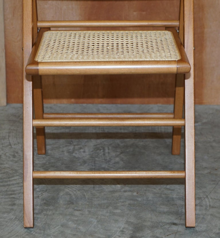 Four Vintage Beech Wood Bergere Rattan Folding Military Campaign Style ...