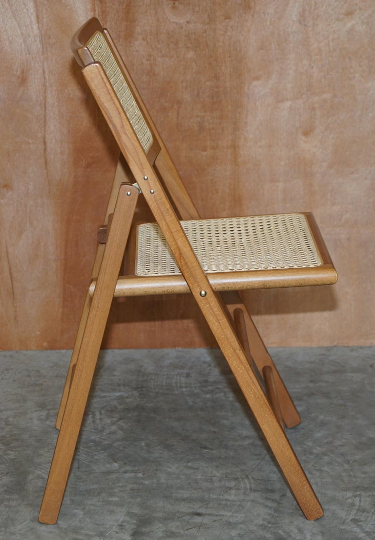 Four Vintage Beech Wood Bergere Rattan Folding Military Campaign Style ...