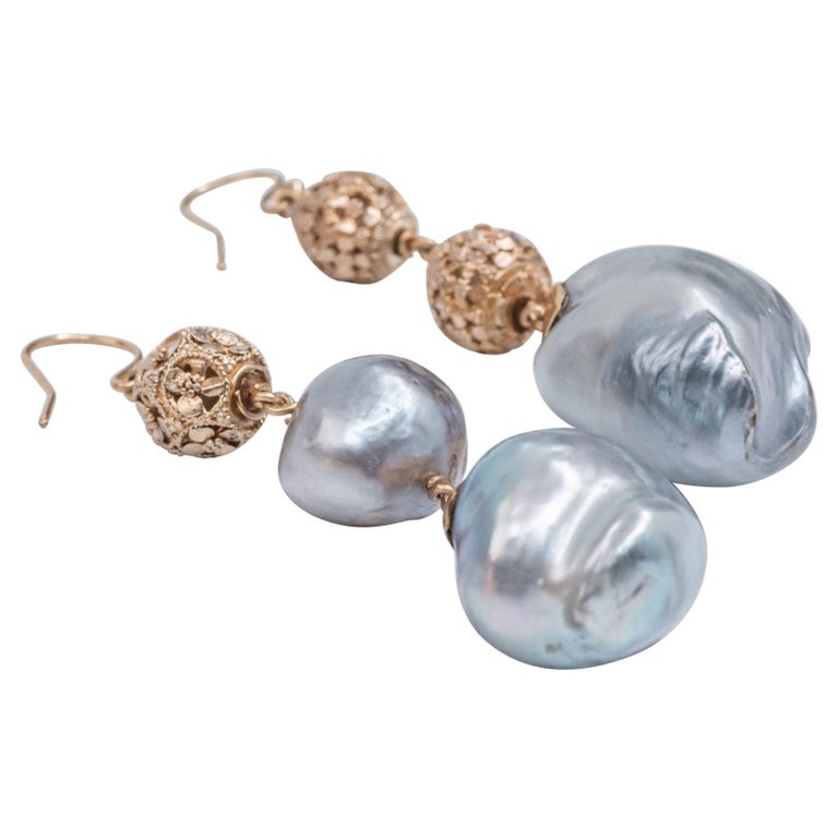 Sulawesi Gold Beads Asymmetrical 18 Karat Baroque South Sea Pearl ...