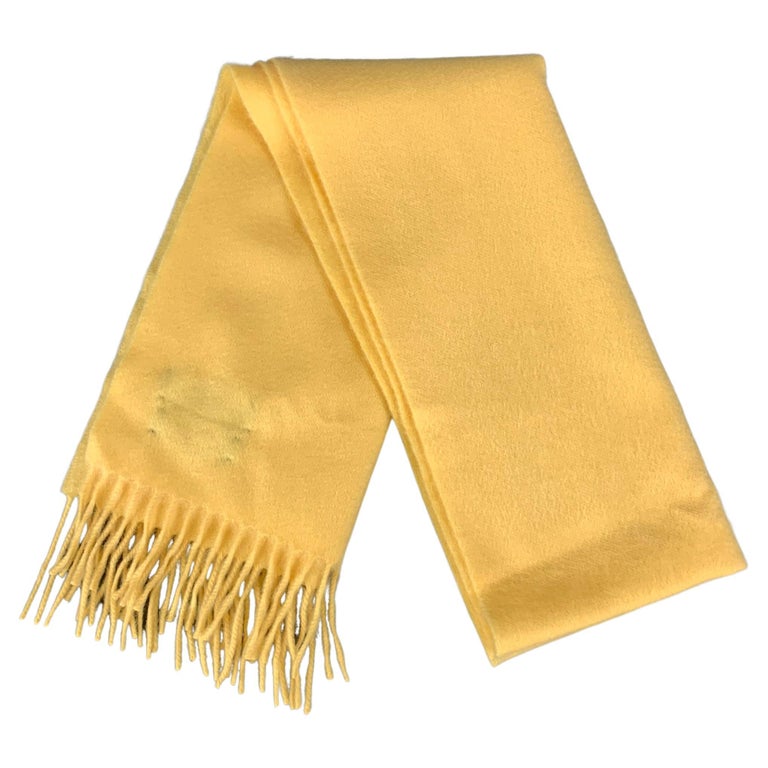 SULKA Yellow Cashmere Fringe Scarf For Sale at 1stDibs
