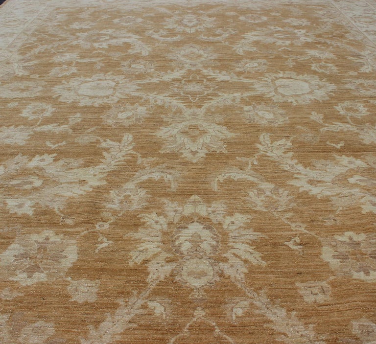 Sultanabad Design Afghan Made Floral Pattern in Earth Tones with Light ...