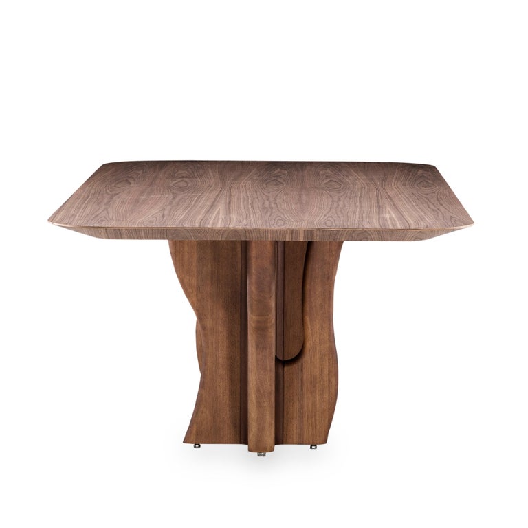 Suma Dining Table with Walnut Veneered Top and Organic Solid Wood Legs ...