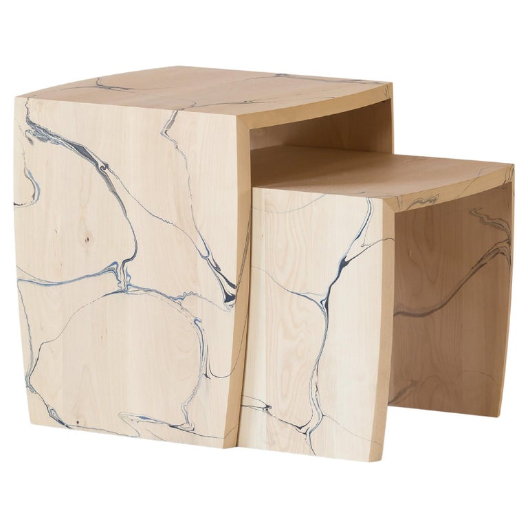 Sumi 02 Blue, Nesting Tables, Ringvide, Birch Wood, Scandinavian For Sale at 1stDibs