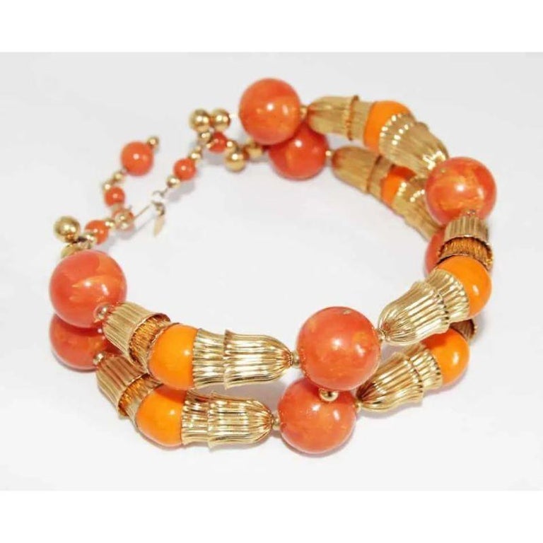 Summer Kenneth Jay Lane Vintage Necklace Coral Choker of the 70s For ...