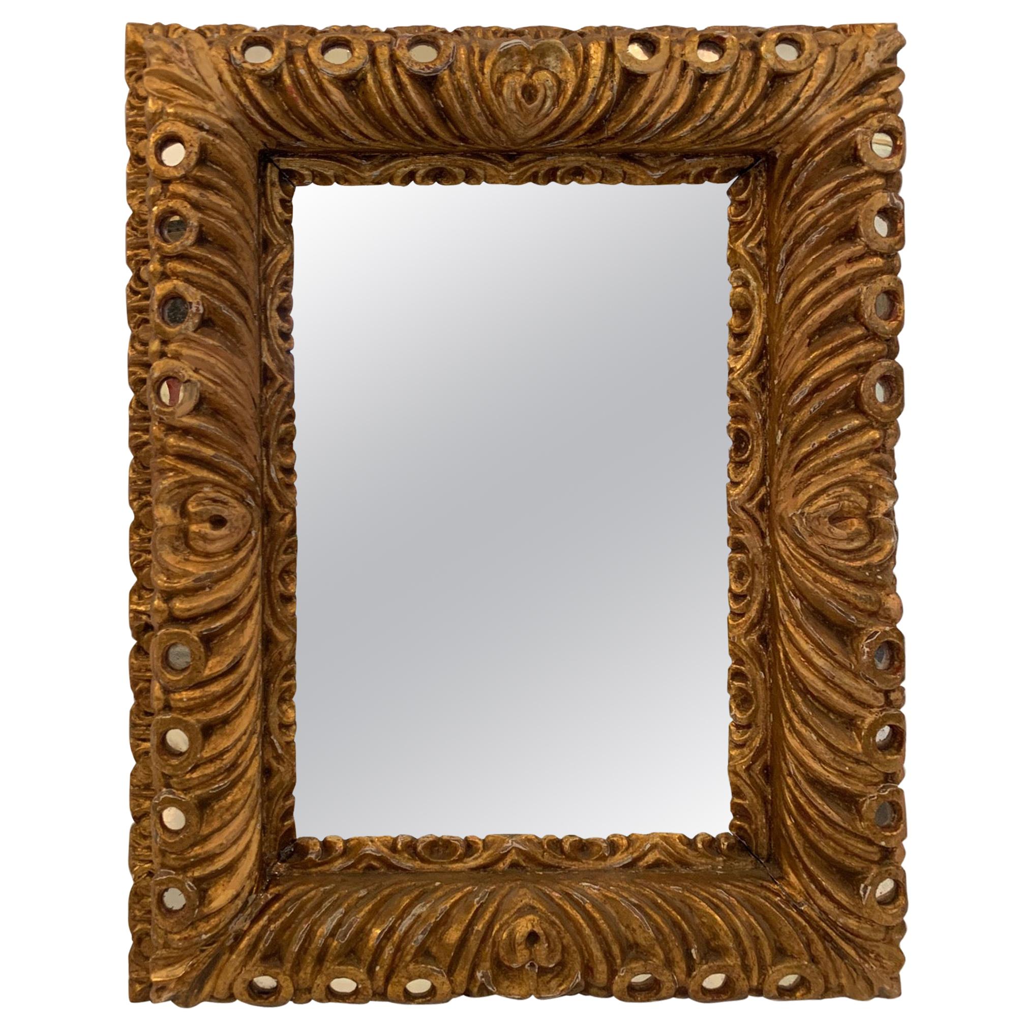 Italian Carved Wood Rococo Gilded Narrow Wall Mirror, circa 1950 For ...