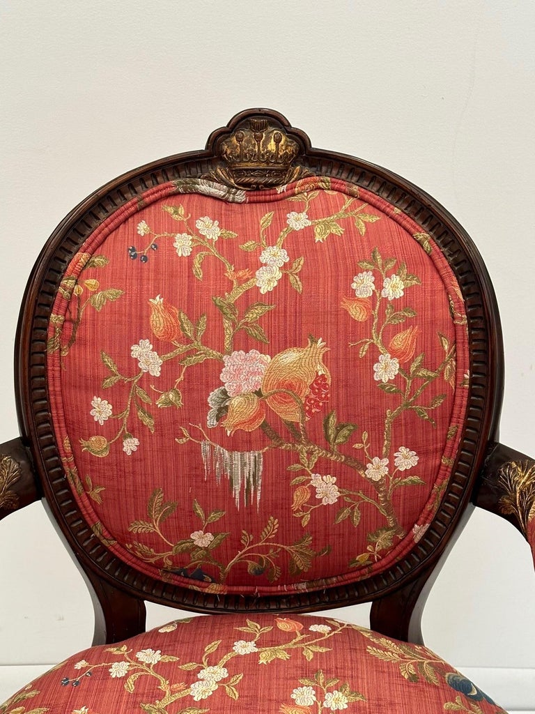 Sumptuous Scalamandre Upholstered English Hand Carved Mahogany ...