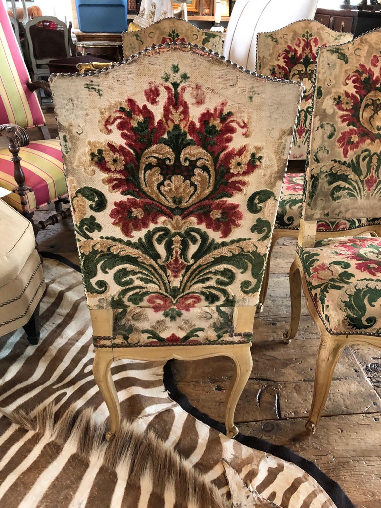 Sumptuous Set of Six Dining Side Chairs with Original Cut Velvet ...