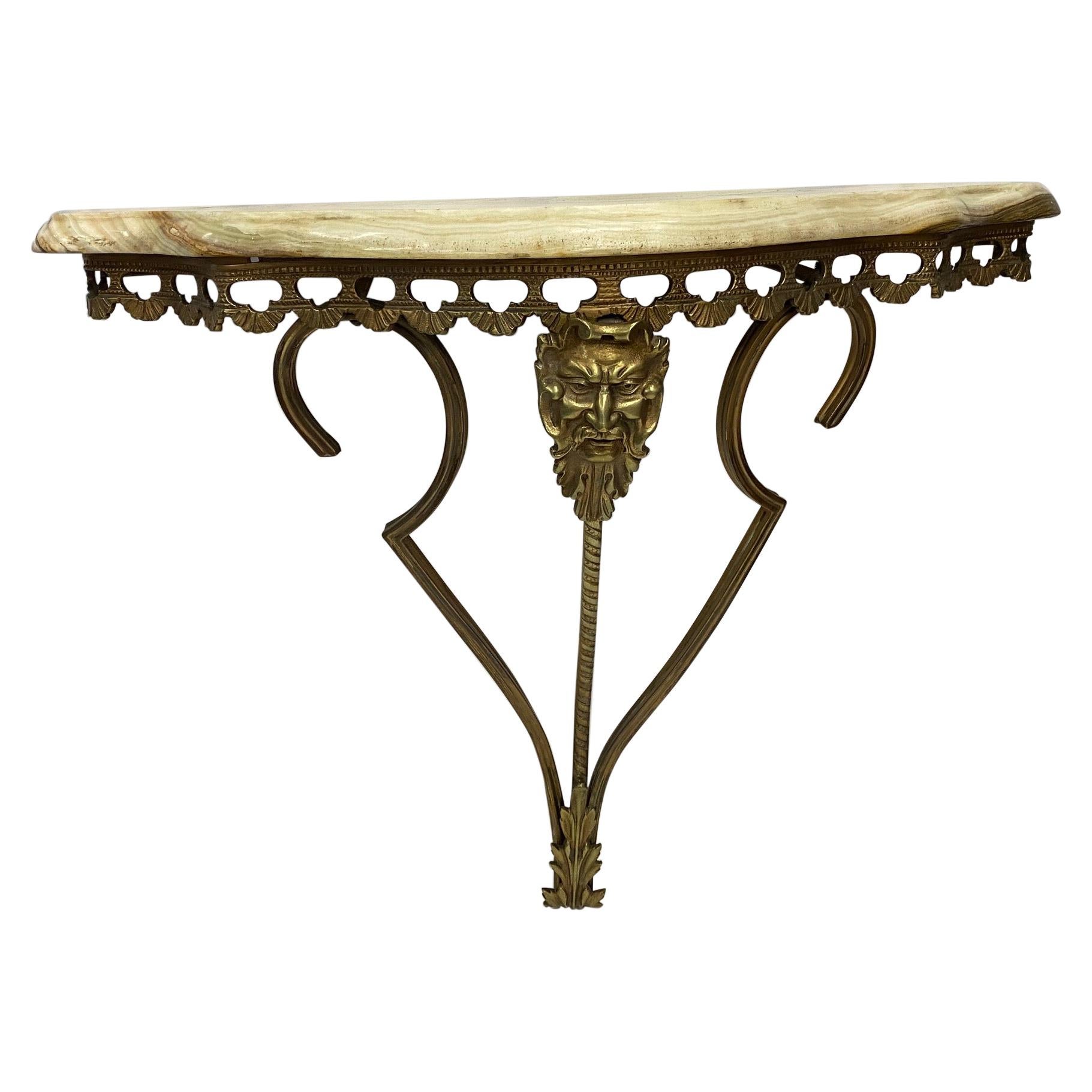 Neoclassical Brass and Black Glass Dolphin Motiffe Hanging Shelf at 1stDibs