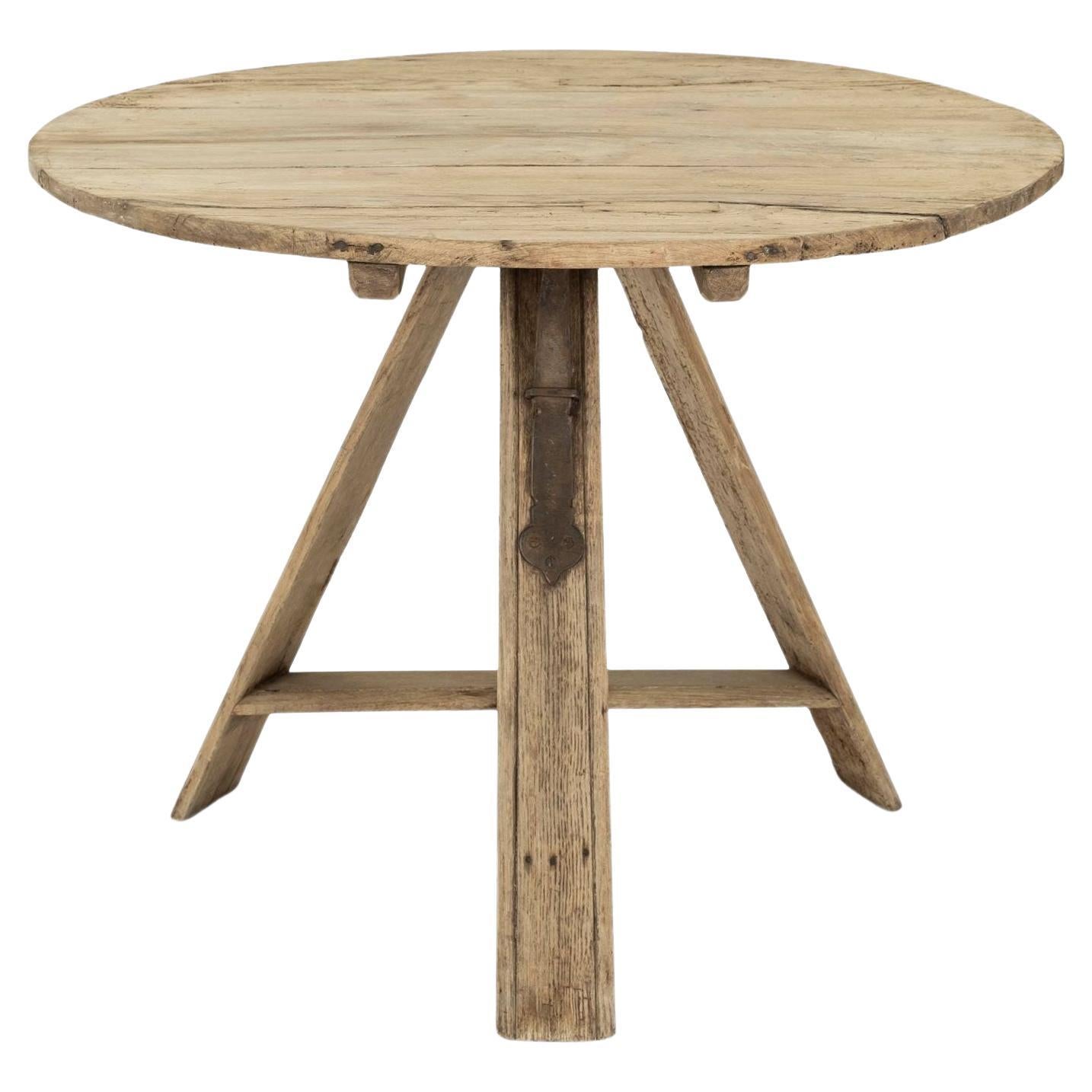 Bleached Carved Wood Table With Eglomise Decoupage Top at 1stDibs